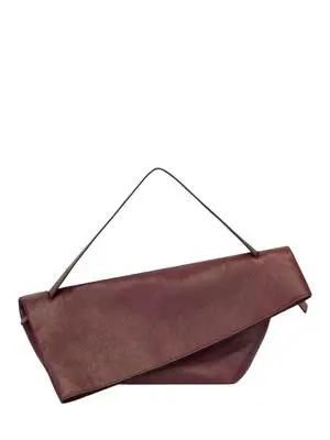 Alberta Ferretti Asymmetric Folded Leather Clutch - Red