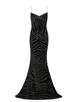 Balmain Zebra-print Maxi Dress - Black