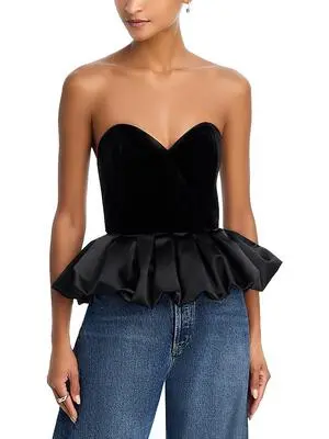 Aqua Strapless Velvet Top - Black