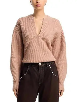 Aqua V-neck Pullover Sweater - Heathered Mocha Mousse