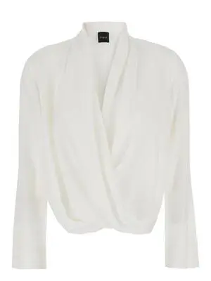 PLAIN Blouse With Ruffle Details - White
