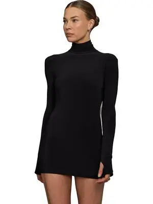 Norma Kamali Long Sleeve Pickleball Dress - Black