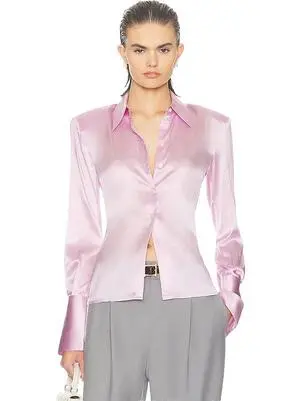 HELSA Silk Charmeuse Shirt - Cherry Blossom