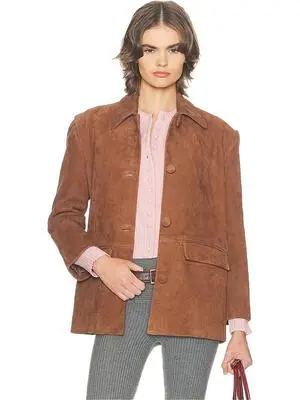 HELSA The Schoolhouse Jacket In Suede - Chestnut