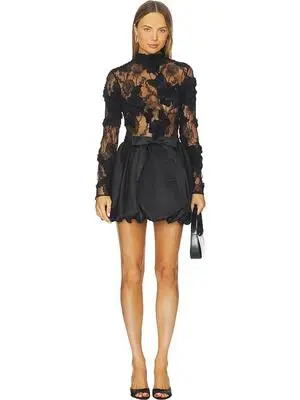 AKNVAS Jette Cocktail Dress With Lace And Bubble Skirt - Black