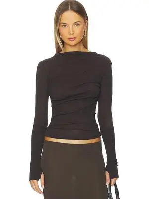 Enza Costa Cashmere Twist Top - Dark Brown