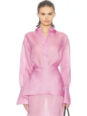 HELSA The Silk Gazar Shirt - Ash Rose