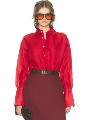 HELSA Silk Gazar Shirt - Rouge