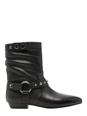 BIBI LOU Studded Leather Boots - Black