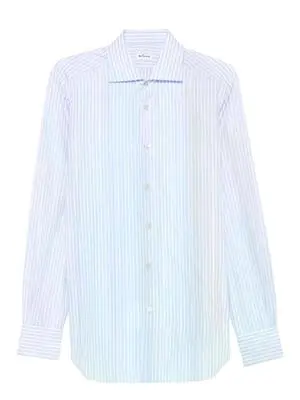 Kiton Striped Button Shirt - Blue