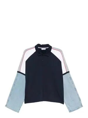 FAÇON JACMIN Denim-paneled Polo Shirt - Blue
