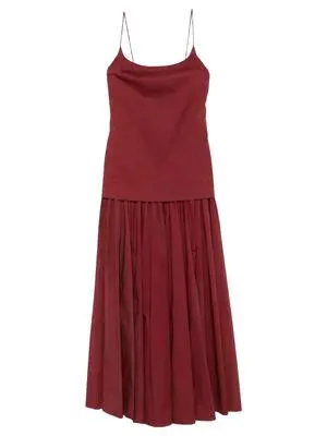 Staud Pleated Spaghetti-strap Maxi Dress - Red