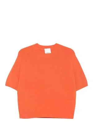 ALLUDE Short-sleeve Sweater - Orange