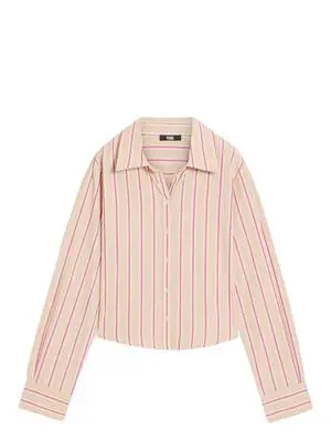 Paige Cropped Striped Cotton Shirt - Neutral