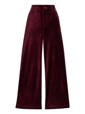 Paige Anessa Cotton-blend Velvet Wide-leg Pants - Merlot