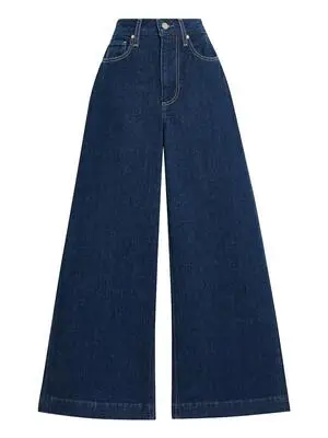 Paige Harper Ankle High-rise Wide-leg Jeans - Dark Denim