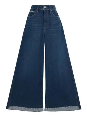 Paige Frankie Cropped High-rise Wide-leg Jeans - Dark Denim