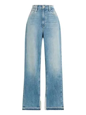 Paige Knockout Undone High-rise Flared Jeans - Light Denim