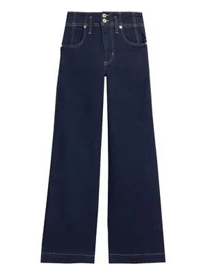 FRAME The Seamed High-rise Wide-leg Jeans - Dark Denim