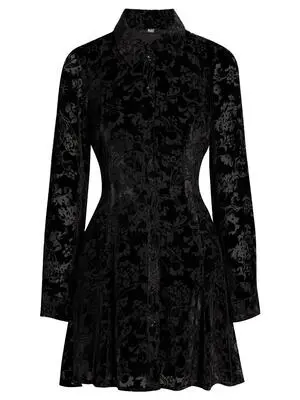 Paige Desano Devoré-velvet Mini Shirt Dress - Black