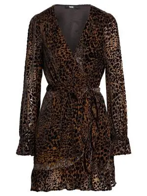 Paige Ysabel Ruffled Leopard-print Devoré-velvet Mini Dress - Brown