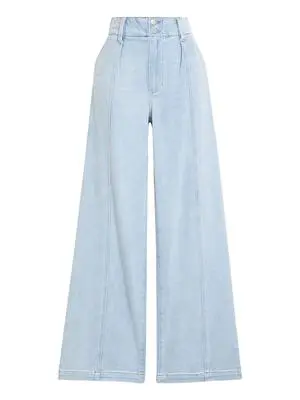 Paige Brooklyn Pleated High-rise Wide-leg Jeans - Light Denim