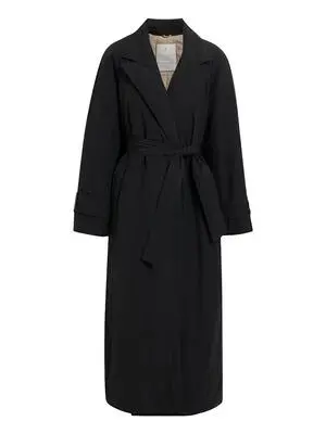 Brunello Cucinelli Belted Padded Crinkled Shell Trench Coat - Black