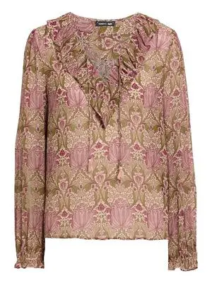 MORRIS & CO. X PAIGE Ilara Ruffled Printed Blouse - Antique Rose