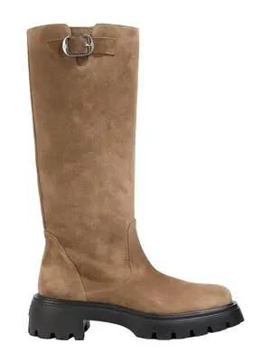 STUART WEITZMAN Emerson Buckle-detailed Suede Knee Boots - Light Brown