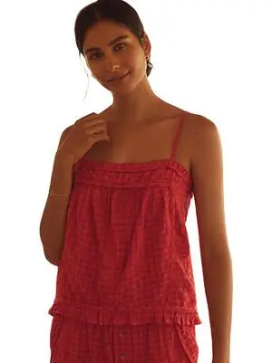 LYREBIRD Ruffle Apron Cami - Bright Rose