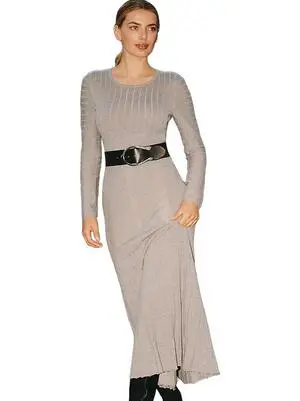 MARE MARE Long-Sleeve Slim Sweater Maxi Dress Grey