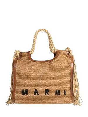 Marni Handbag In Cotton, Polyamide And Cow Leather - Beige