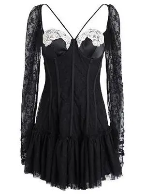 ANIYE BY Mini Dress With Lace And Satin Trims - Black