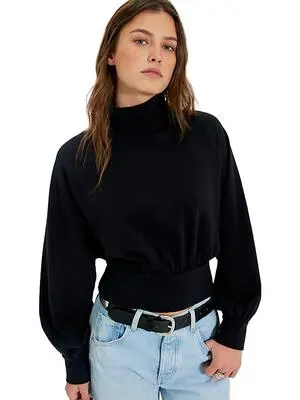 Free People We The Free Fall Breeze Turtleneck Top Black