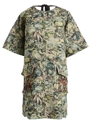 GANNI Boxy Kimono Mini Dress - Jadeite