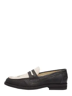 DUKE + DEXTER Wilde Cracked Spider Penny Loafer - Black/white