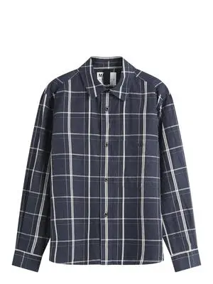 MARGARET HOWELL Overall Shirt - Slate Blue/off White