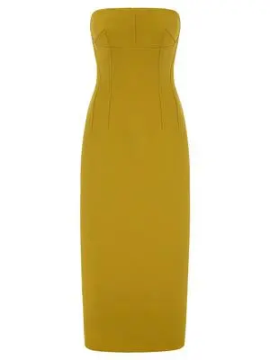 EMILIA WICKSTEAD Zenovia Dress Chartreuse Birdseye Suiting