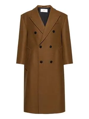 Ami Wool Double-breasted Coat - Brown