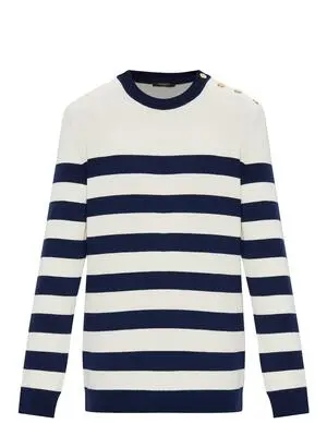Balmain Striped Pattern Sweater - White