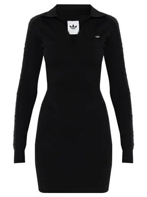 Adidas Originals By Alexander Wang Logo Ribbed Mini Dress - Black