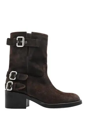 Chloé Leather Ankle Boots - Brown