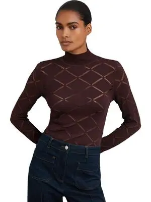 REISS Seren Laser-Cut Knit Top