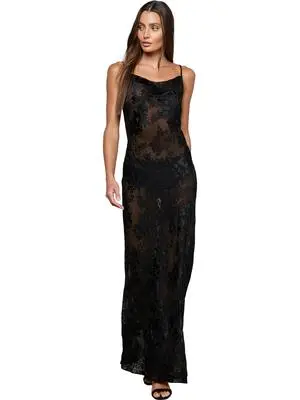 L'Agence Christine Burnout Satin Gown - Black
