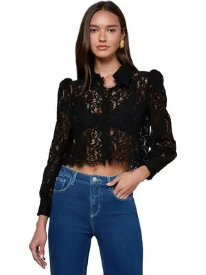 L'Agence Anita Lace Blouse Top - Black