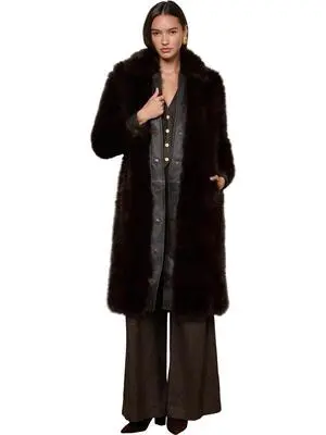 L'Agence Irisa Faux Fur Coat - Coffee Bean