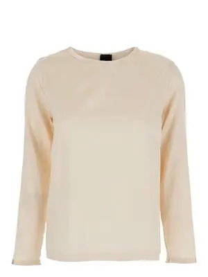 PLAIN Long-sleeve Silk Blouse - Beige