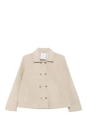 WHY CI Corduroy Double-breasted Jacket - Neutrals