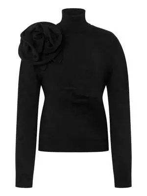 Moschino Flower Appliqué Turtleneck - Black