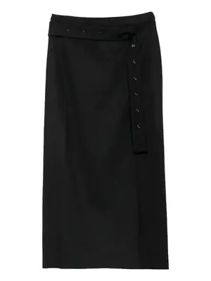 LOW CLASSIC Eyelet-detail Belted Skirt - Black